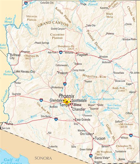 Arizona Map With Cities Towns Map Of Arizona And Flag Arizona