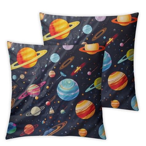 Comio Outer Space Pillow Case Set Of 2 Solar System Universe Planet