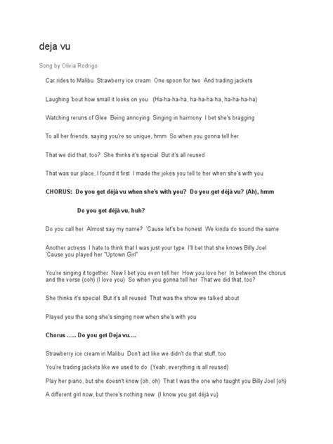 Deja Vu Lyrics Pdf Art Poetry