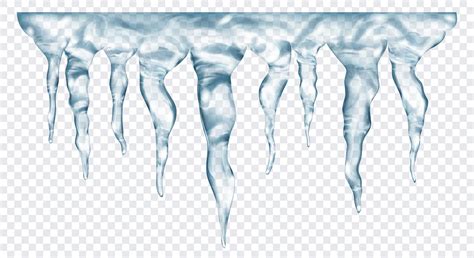 Premium Vector Group Of Translucent Gray Realistic Icicles Of