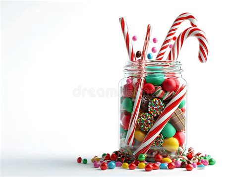 3d Animation Style Of A Vibrant Jar Filled With Candy Canes Gumdrops And Festive Chocolates