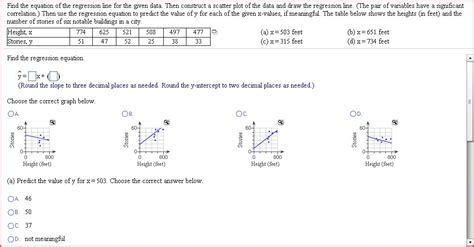 solved find the equation of the regression line for the