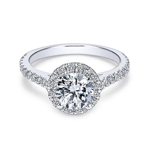 14k White Gold Round Halo Diamond Engagement Ring