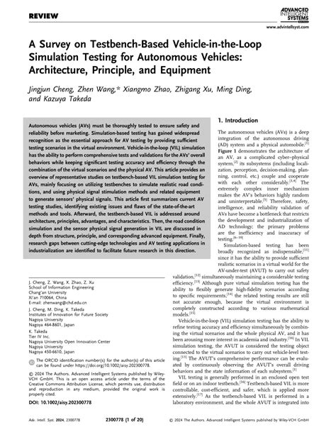 Pdf A Survey On Testbench‐based Vehicle‐in‐the‐loop Simulation Testing For Autonomous Vehicles