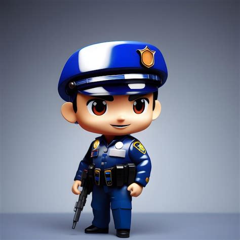 Premium Ai Image 3d Cute Police Chibi Figure