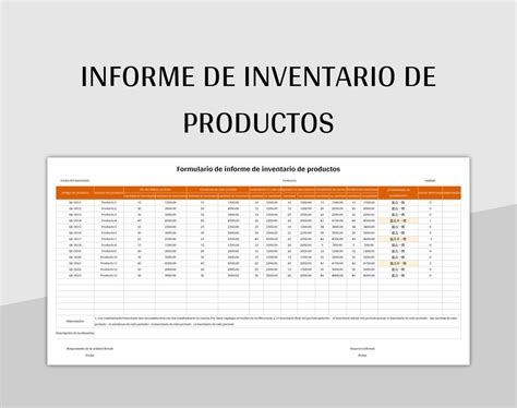 Plantilla De Formato Excel Informe De Inventario De Productos Y Hoja De