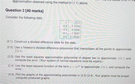 Solved Question 2 40 Marks Consider The Following