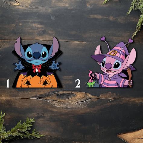 Stitch And Angel Halloween Peeker Sticker Cute Spooky Disney Vinyl