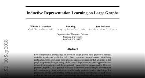 Paper Page Inductive Representation Learning On Large Graphs