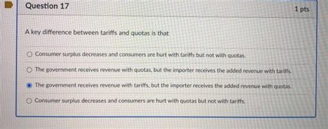 Solved Question 19 1 Pts In Many Cases The Reason Tariffs Chegg Com