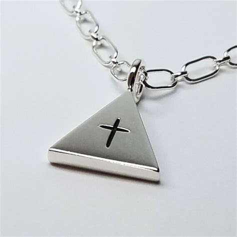 Geometric Triangle Cross Necklace Pendant In Sterling Silver Etsy