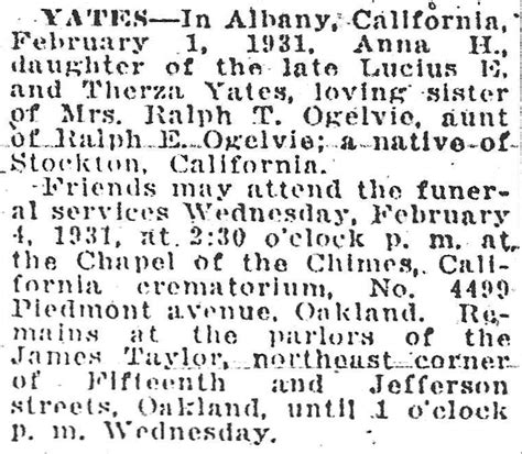 Emeryville Historical Society Womens History Month Who Was Anna Yates