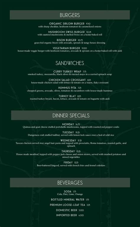 Canopy Cafe Menu Design Template By Musthavemenus