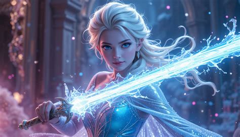 Elsa Ready To Defend With Beautiful Ice Sword By Zenshur On Deviantart