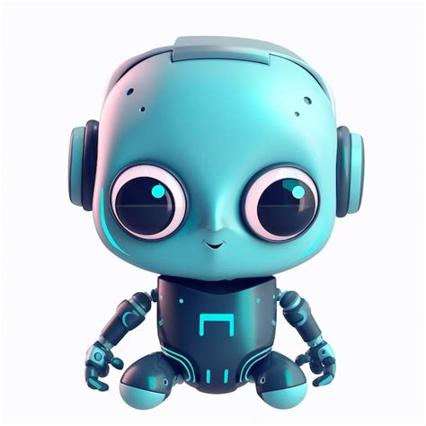 Premium Photo Little Cute Robot Funny Virtual Assistant Bot Isolated