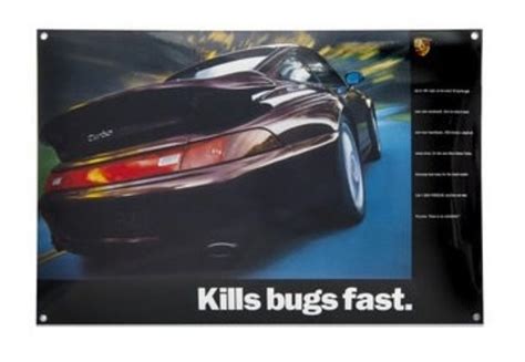 Enamel Plate Porsche 993 Turbo Kills Bugs Fast“ Porsche Doncaster Online Shop