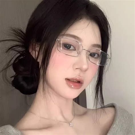 Korea Narrow Oval Rectangle Frame Anti Blue Light Eyeglasses For Women