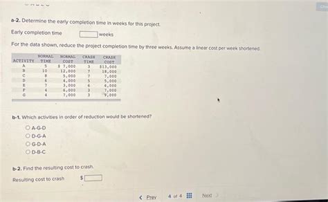 Solved The Predecessor Diagram And Data Listed Below Has