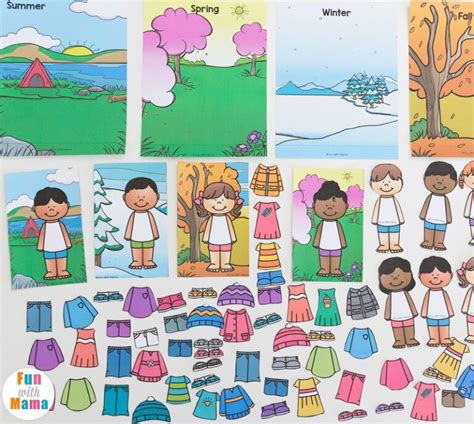 Printable Paper Dolls For Spring Summer Winter And Fall Fun With Mama