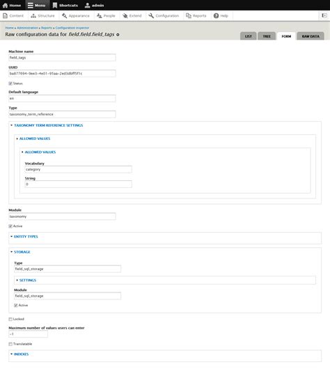 Provide Config Schema To Field Types And Storage In Taxonomy Module