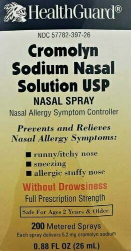 Healthguard Cromolyn Sodium Nasal Solution Spray 0 88oz For Sale
