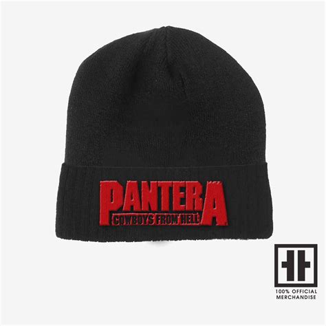 Pantera Cowboys From Hell Beanie Hat Red Logo Pantera Official