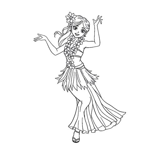 Best Hula Girl Coloring Pages Free Printable Pdf
