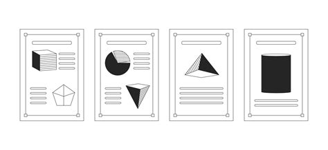 Geometry Class Materials Black And White 2d Line Objects Set School