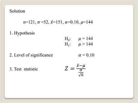 Hypothesis Testing Part Ii For Single Mean Pptx