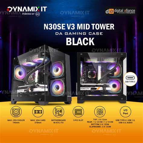 [ Wooden Palette] Digital Alliance N30se V3 Micro Atx M Atx Itx Case Computer Pc Casing Black