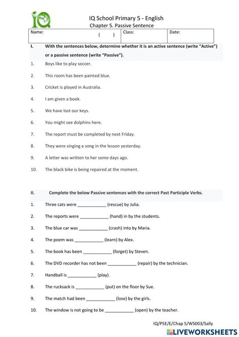 Passive Voice Online Exercise For 5 Live Worksheets