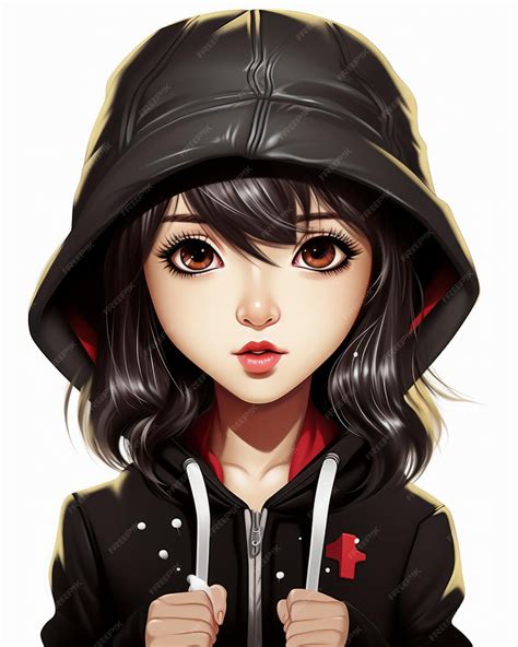 Premium Photo Anime Girl With Black Hair Wearing A Hoodie