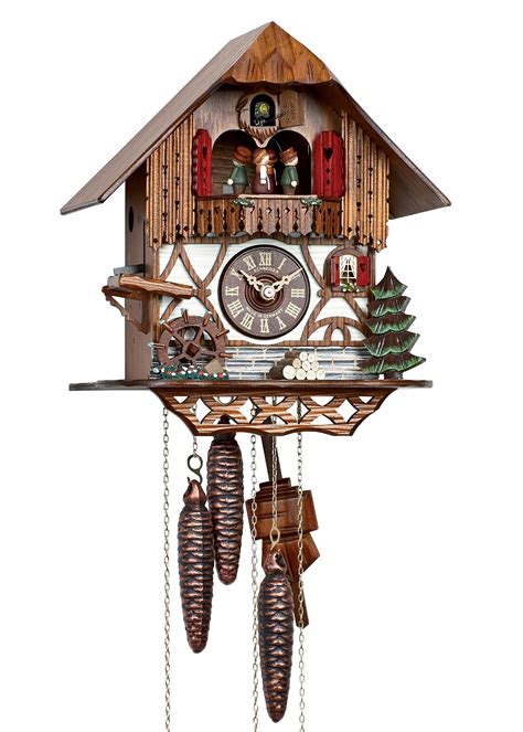Cuckoo Clock 1 Day Chalet With Water Wheel Schneider Fehrenbach Black Forest Clocks And