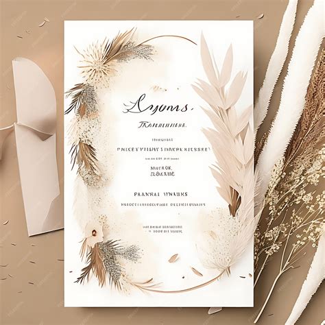 Premium Photo Bohol Chic Pampas Grass Wedding Invitation