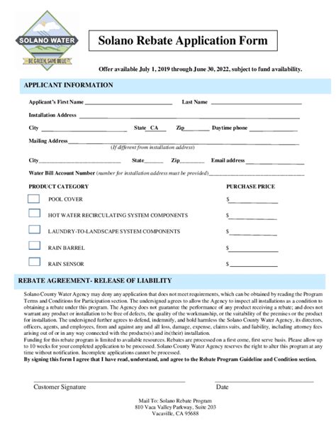 Fillable Online Solano Rebate Application Form Fax Email Print Pdffiller