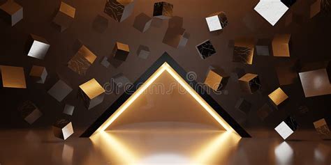 Ray Reflection Background Cube Modern Showroom Empty Scene Neon Light And Laser Technology 3d
