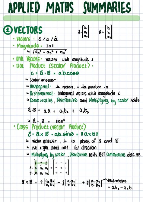 Applied Maths 1 Vectors And Motion Summaries Studocu