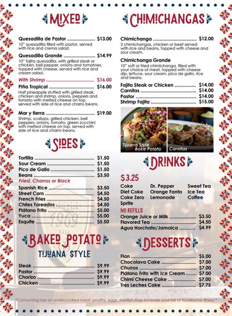 Menu Don Chuys Fresh Mex