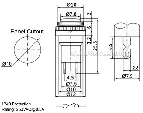 Green Push Button Switch 10mm Momentary Push To On 5954 Sunrom