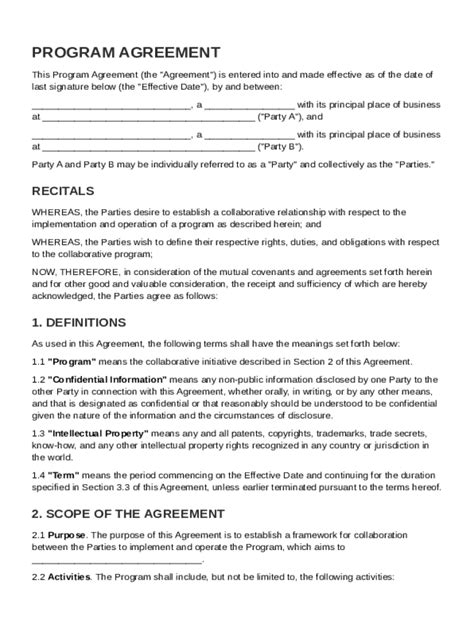 Program Agreement Template Form Fill Out And Sign Printable Pdf Template Airslate Signnow