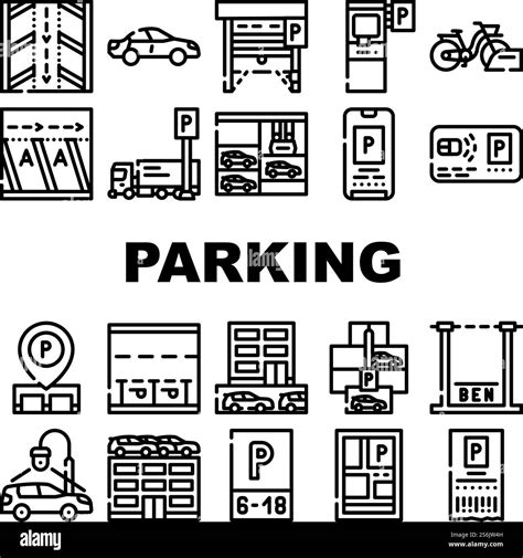 Parking Transport Collection Icons Set Vector Electronic Parking