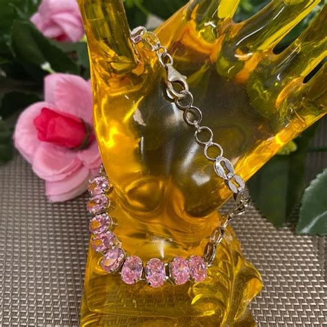 Sterling Silver 925 And Pink Zirconias Bracelet S