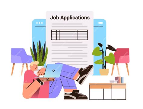 Premium Vector Man Applying For Job Applicant Filling Up Online