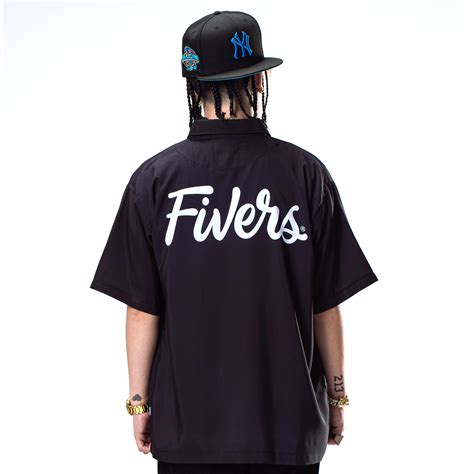 Cursive Logo Button Down Polo Black Fivers® Official Webstore