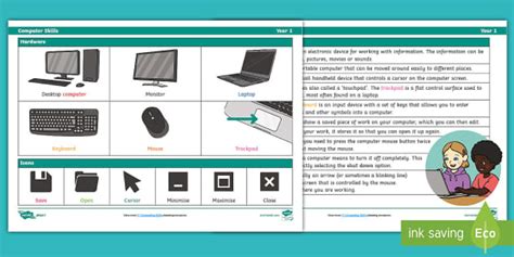 Computing Knowledge Organiser Computer Skills Year 1
