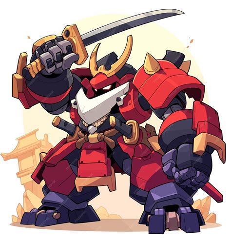 Futuristic Mini Chibi Robot In Combat Stance Premium Ai Generated Vector