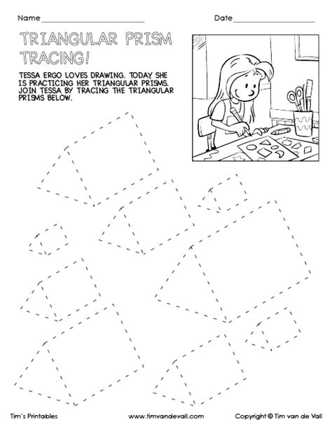 Triangular Prism Tracing Worksheet 500 Tims Printables