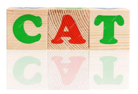 premium photo cat word formed by colorful wooden alphabet blocks