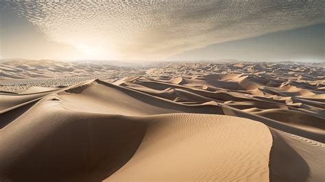 Sand Dunes In A Desert At Sunset Empty Quarter Or Rub Al Khali