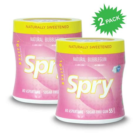 Spry Natural Xylitol Gum 2 Pack Of 55 Pieces Bubble Gum Oral